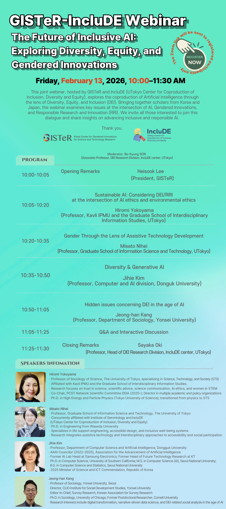 【Call for participants】GISTeR-IncluDE Webinar "The Future of Inclusive AI: Exploring Diversity ...